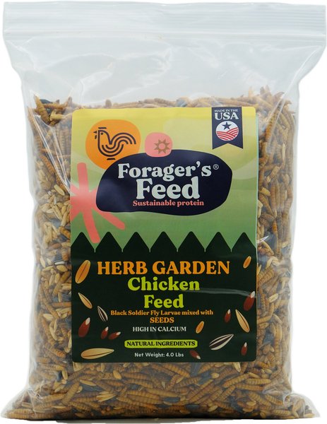 FORAGER'S FEED Herb Garden BSFL & Seeds Poultry Feed, 4.0-lb bag ...