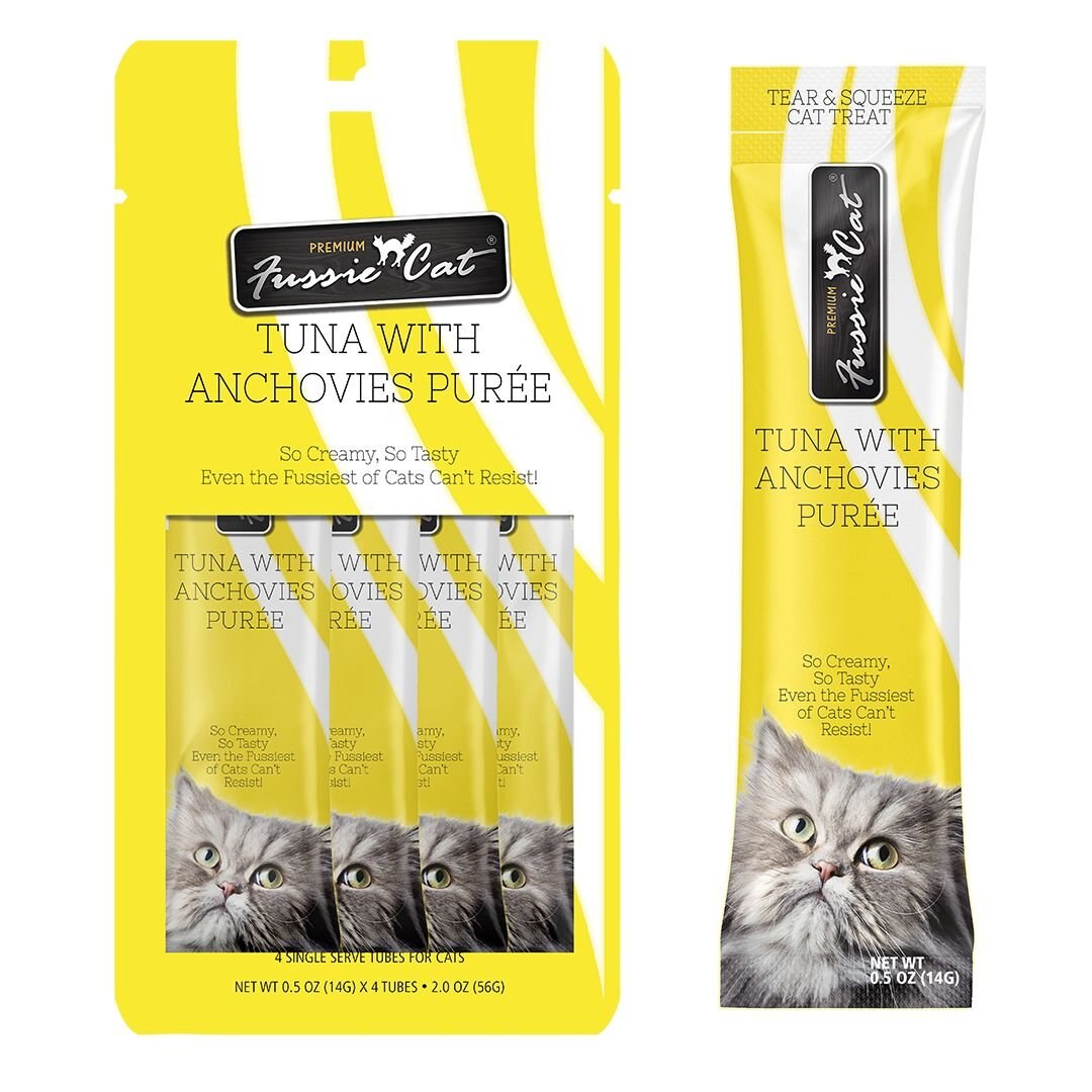 Questions and Answers about FUSSIE CAT Tuna Anchovies Puree Lickable ...