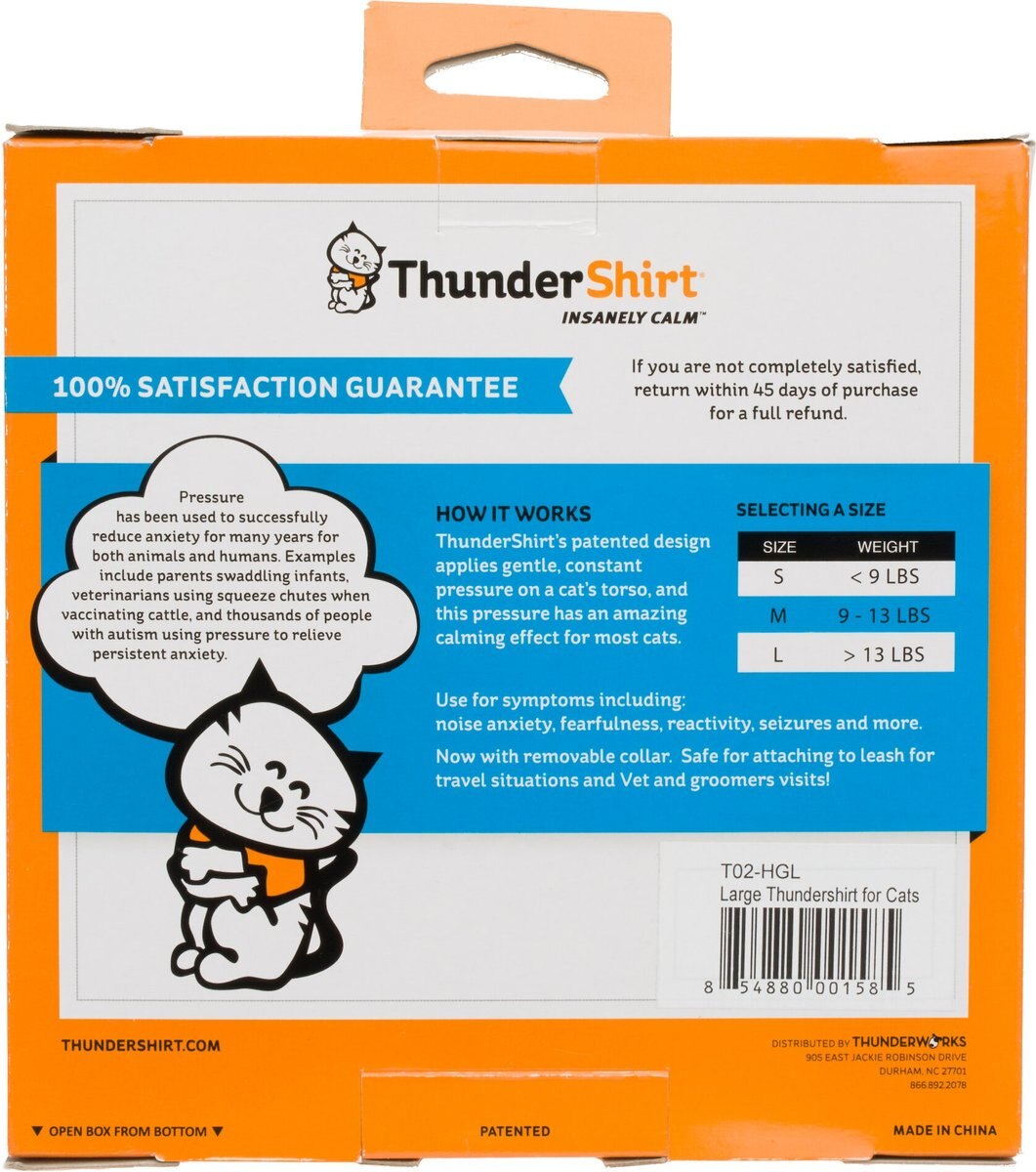 THUNDERSHIRT Anxiety Vest for Cats, Heather Grey, Large - Chewy.com