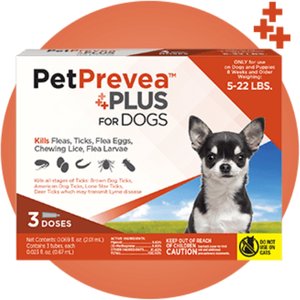 PETPREVEA Plus Spot Treatment for Dogs, 5-22-lbs, 3 Doses (3-mos ...
