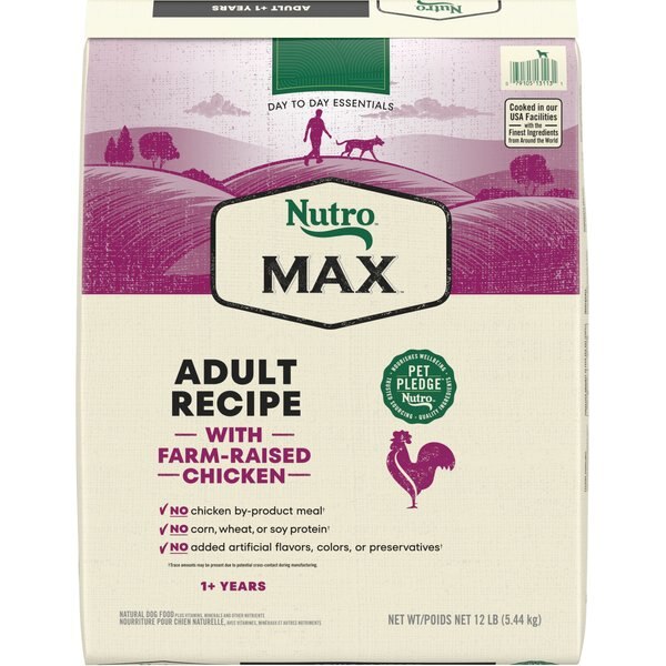 NUTRO Max Adult Farm-Raised Chicken Recipe Natural Dry Dog Food, 12-lb ...