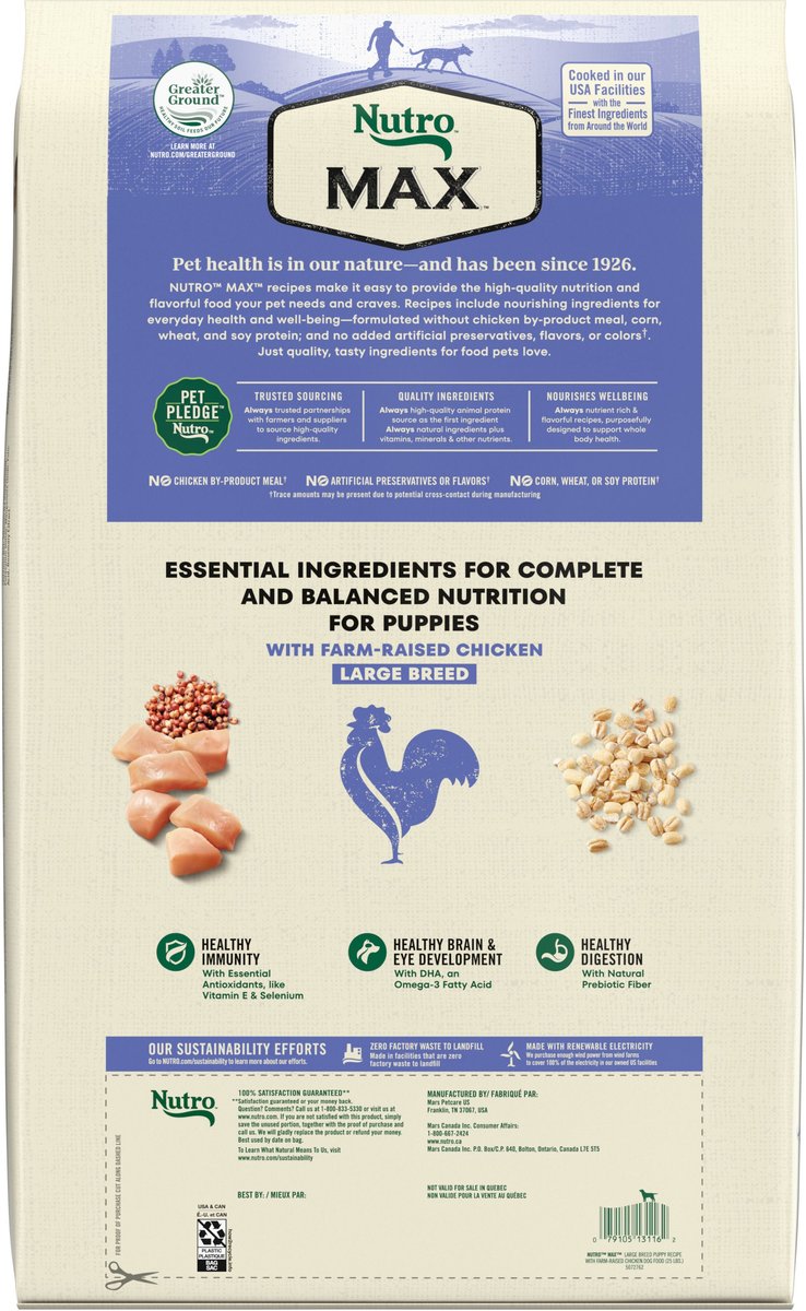 NUTRO Max Large Breed Puppy Farm-Raised Chicken Recipe Natural Dry Dog ...