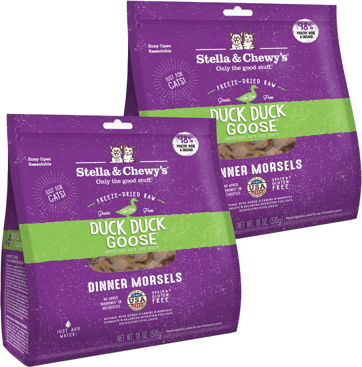 STELLA & CHEWY'S Duck Duck Goose Dinner Morsels Freeze-Dried Raw Cat ...