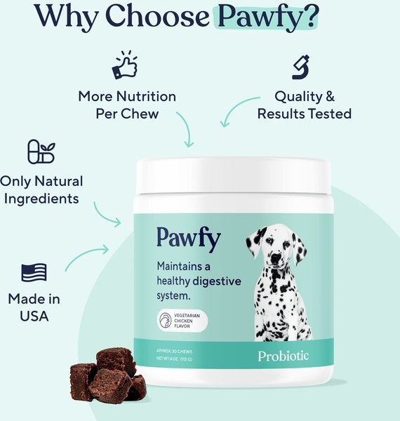 PAWFY Probiotic Chicken Flavor Chews Dog Supplement, 30 count - Chewy.com
