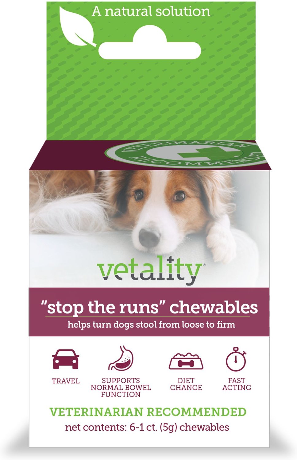 VETALITY Stop the Runs Anti Diarrhea Supplements for Dogs, 6 count ...