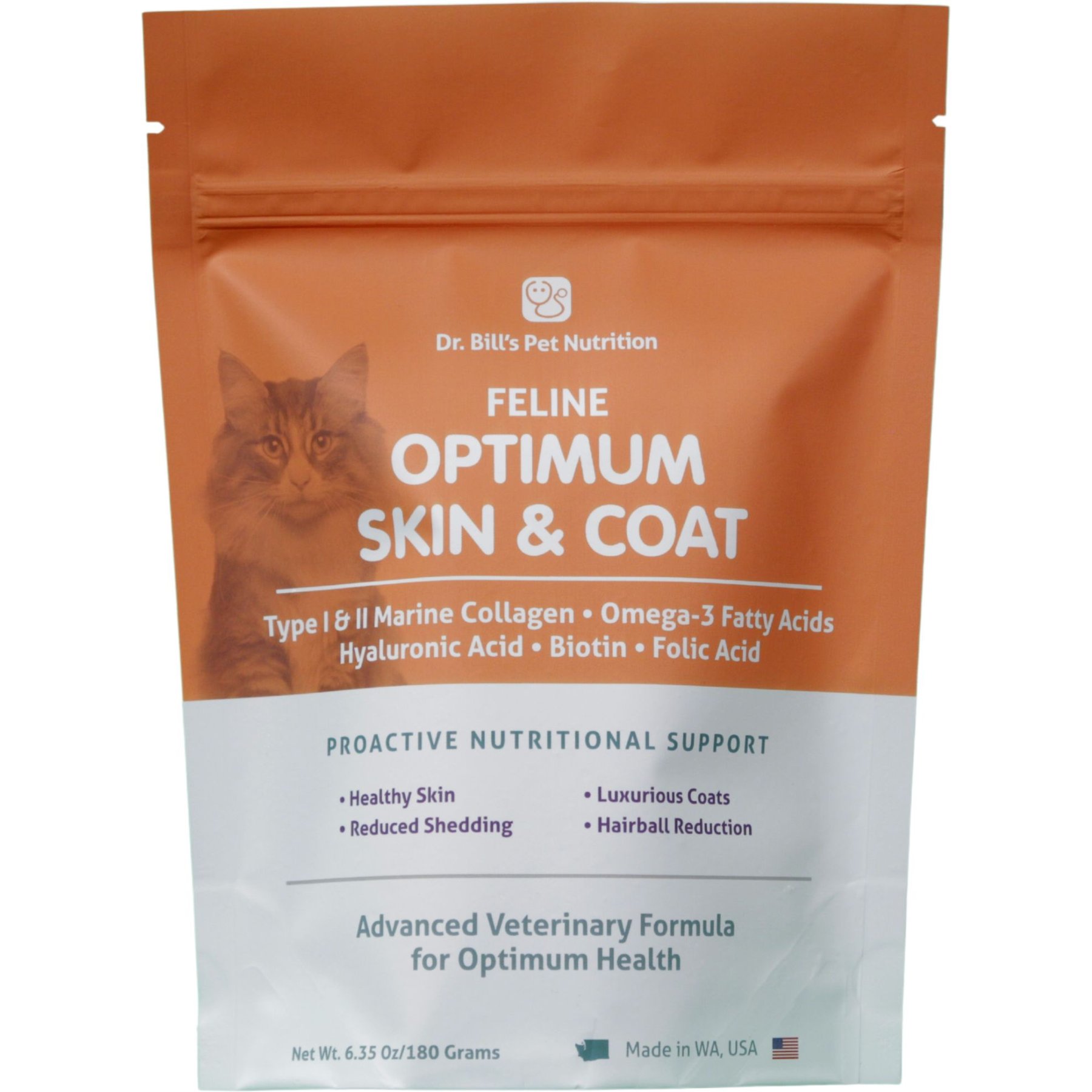 DR. BILL'S PET NUTRITION Feline Optimum Skin & Coat Cat Supplement, 180 ...
