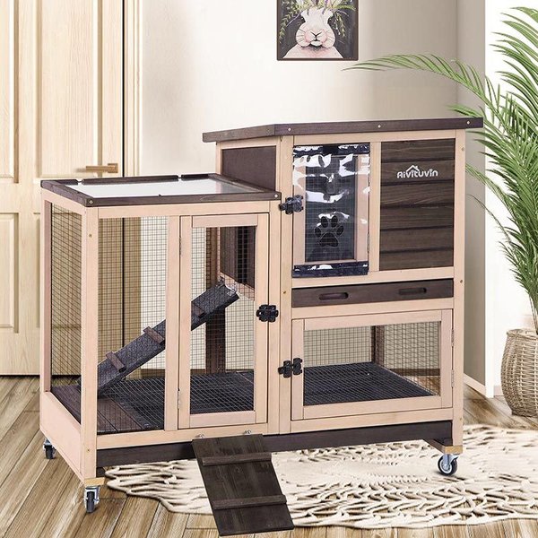 AIVITUVIN AIR36 Indoor & Outdoor Rabbit Hutch, Brown/Grey - Chewy.com