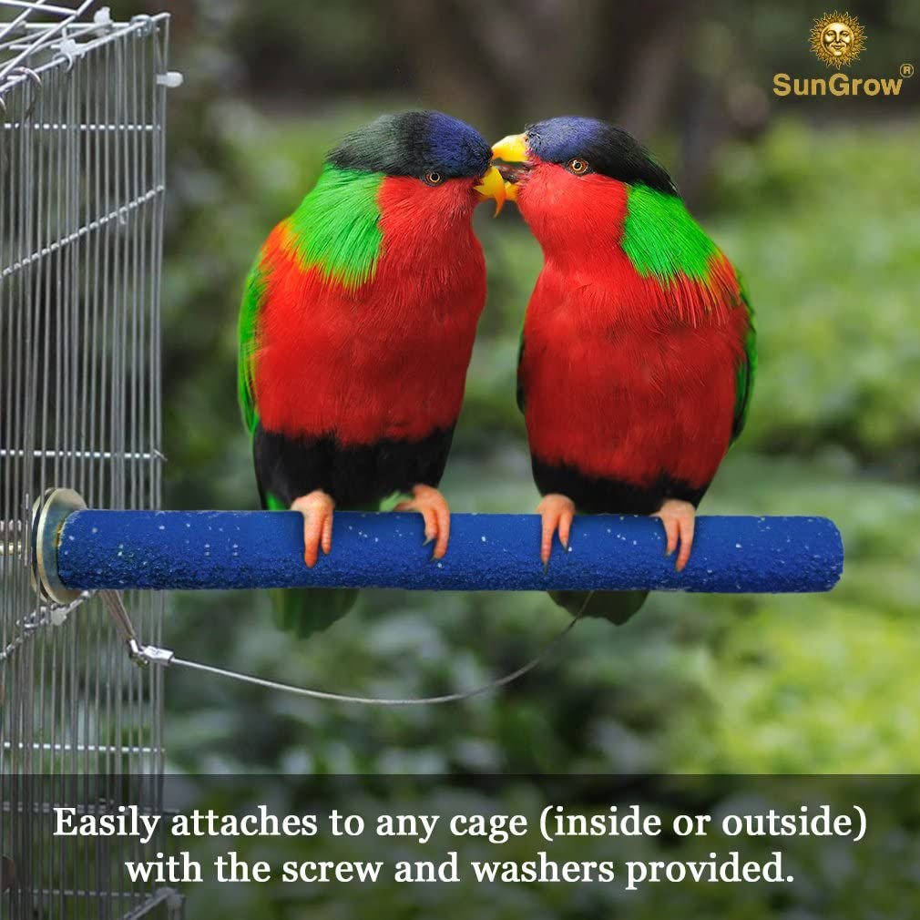 SUNGROW Nail & Beak Trimmer Sand Coated Wooden Bird Perch Stand, Blue ...