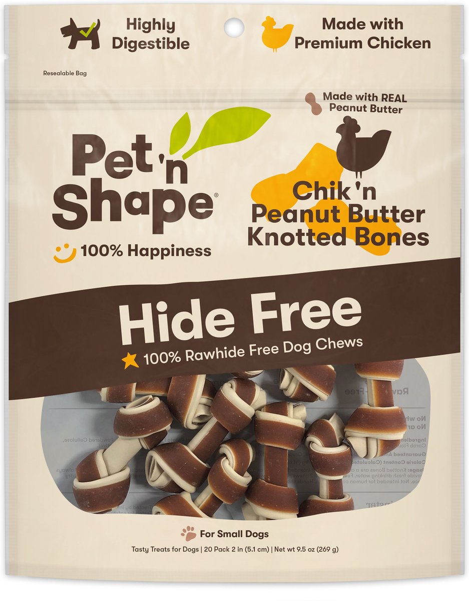 PET 'N SHAPE Knot Bones Peanut Butter Dog Treats, 20 count - Chewy.com