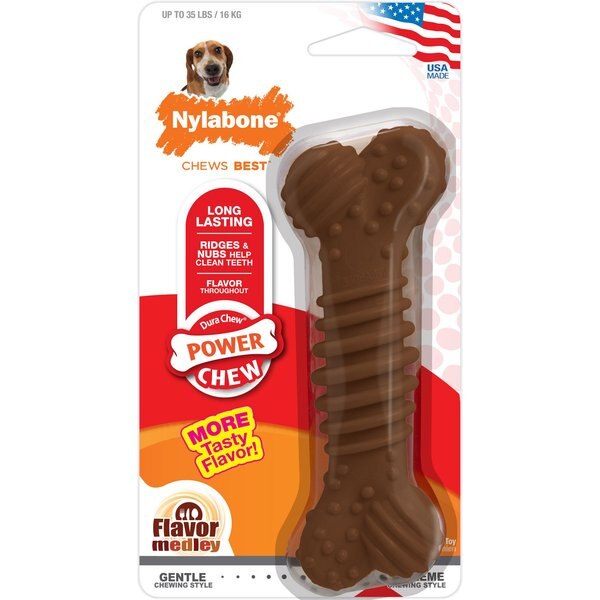 NYLABONE Dura Chew Power Chew Textured Dog Bone Flavor Medley, Medium ...