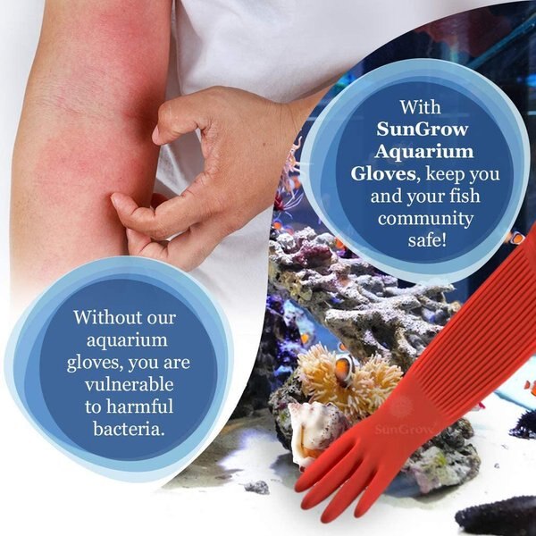 SUNGROW Long Rubber Betta Aquarium Gloves Fish Tank Maintenance ...