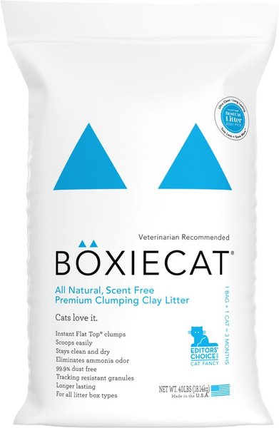 BOXIECAT Unscented Odor Control Clumping Clay Cat & Kitty Litter, 40-lb ...