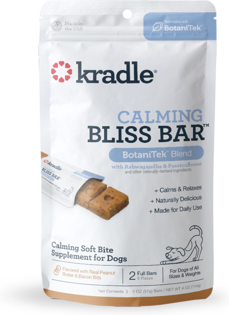 KRADLE Calming Bliss Bar Peanut Butter & Bacon Flavored Soft & Chewy ...