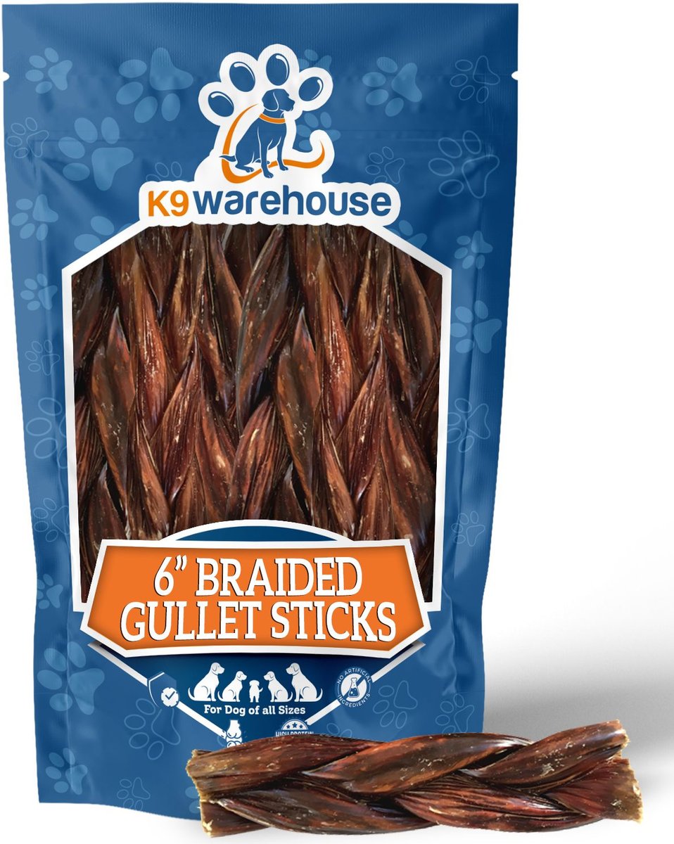 K9WAREHOUSE Braided Gullet 6-inch Beef Flavored Dog Chews, 3 count ...
