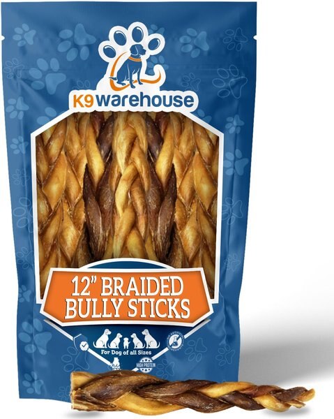 K9WAREHOUSE Braided 12-inch Bully Sticks Dog Treats, 6 count - Chewy.com