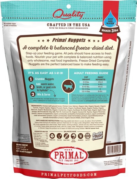 PRIMAL Chicken & Salmon Formula Nuggets Grain-Free Raw Freeze-Dried Cat ...