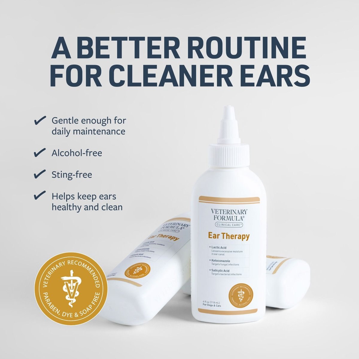 VETERINARY FORMULA CLINICAL CARE Ear Therapy Dog & Cat Ear Cleaner, 4 ...