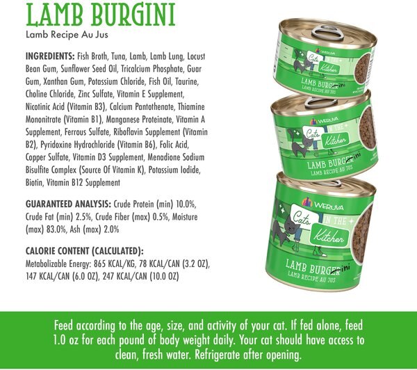 WERUVA Cats in the Kitchen Lamb Burgini Lamb Au Jus Grain-Free Wet Cat ...
