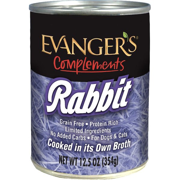 EVANGER'S Grain-Free Rabbit Canned Dog & Cat Food, 12.5-oz, case of 12 ...