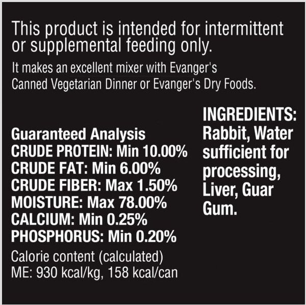 EVANGER'S Grain-Free Rabbit Canned Dog & Cat Food, 12.5-oz, case of 12 ...