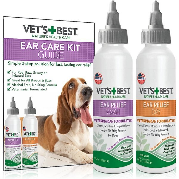 VET'S BEST Ear Relief Wash + Dry Combo Pack for Dogs, 2-pack - Chewy.com