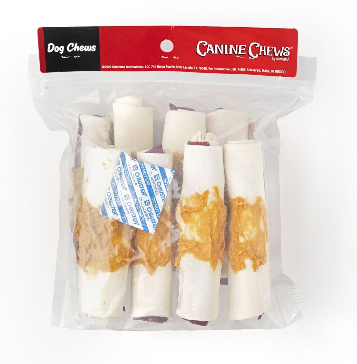 CANINE CHEWS 4-inch Triple Roll Chicken, Beef, & Pork Flavored Rawhide ...