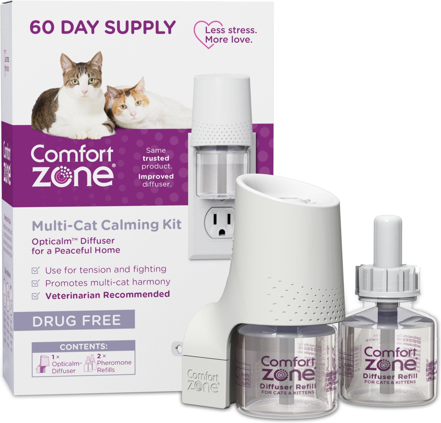 COMFORT ZONE Cat MultiCat Diffuser & Supply Kit, 1 Diffuser, 2 refills ...