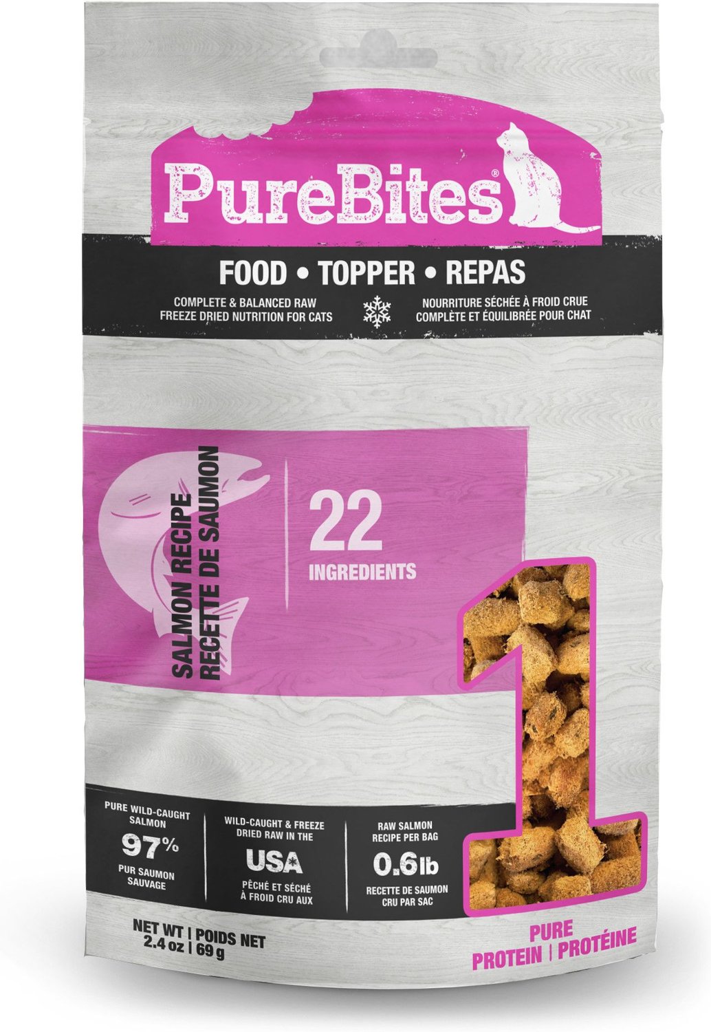 PUREBITES Salmon Freeze-Dried Topper for Cats, 2.4-oz bag - Chewy.com