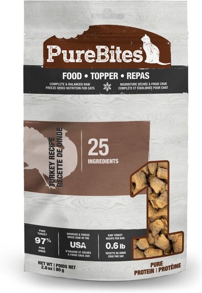 PUREBITES Turkey Freeze-Dried Topper for Cats, 2.8-oz bag - Chewy.com