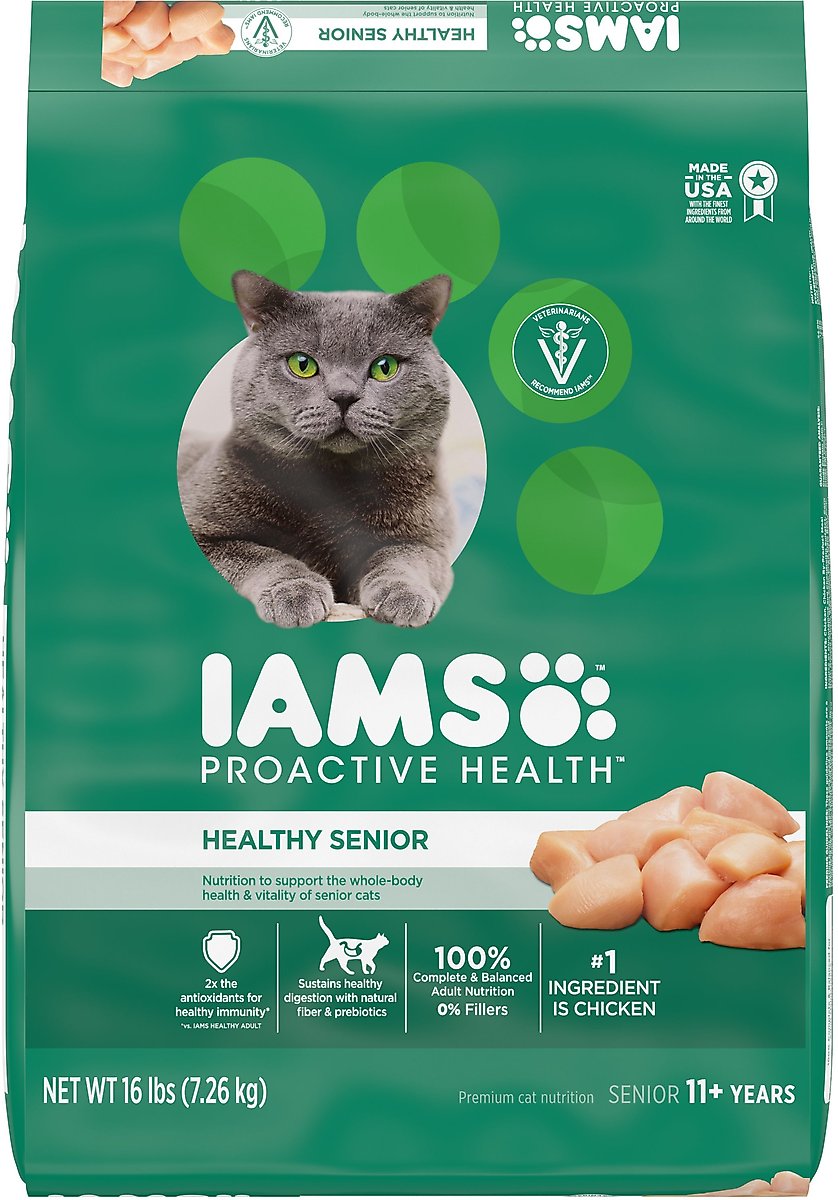 IAMS ProActive Health Healthy Senior Dry Cat Food 16 lb bag Chewy