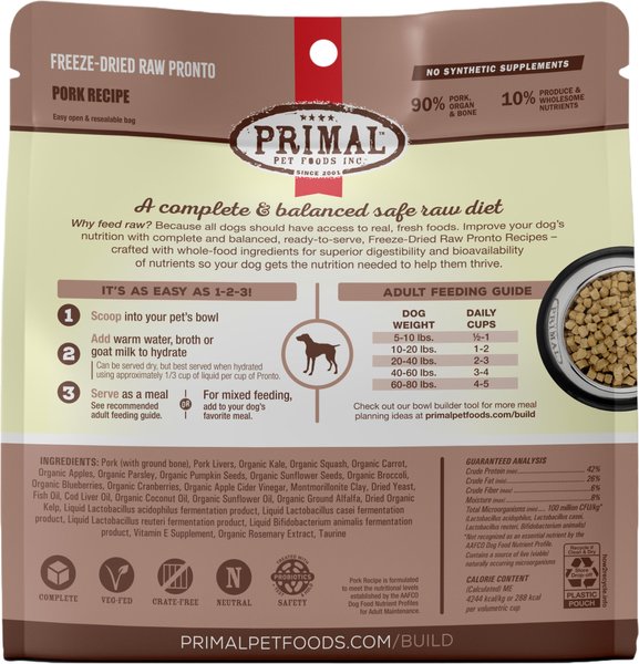 PRIMAL Raw Pronto Pork Recipe Dog Freeze-Dried Food, 16-oz bag - Chewy.com