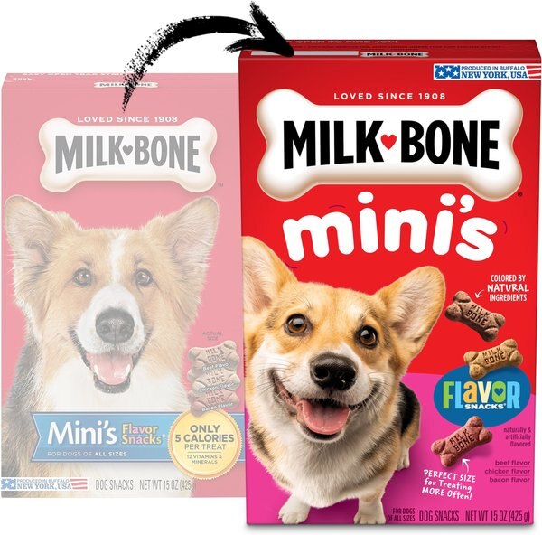 MILK-BONE Mini's Flavor Snacks Beef, Chicken & Bacon Flavored Biscuit ...