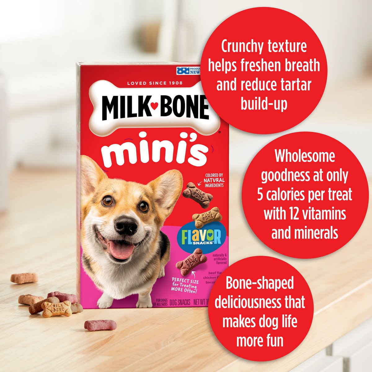MILK-BONE Mini's Flavor Snacks Beef, Chicken & Bacon Flavored Biscuit ...