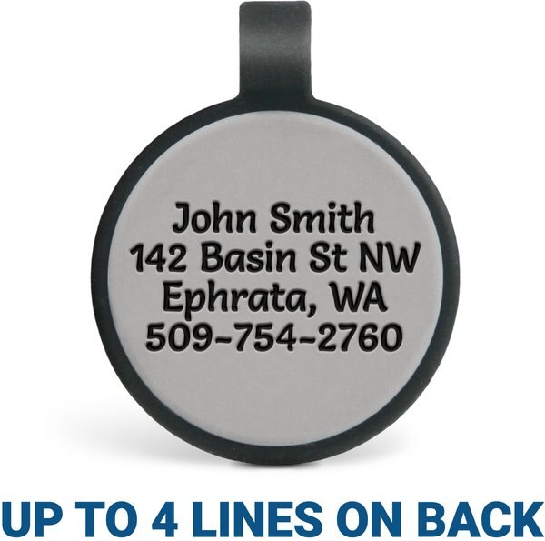 GOTAGS Personalized Silicone Round Dog & Cat ID Tag, Large, Gray ...