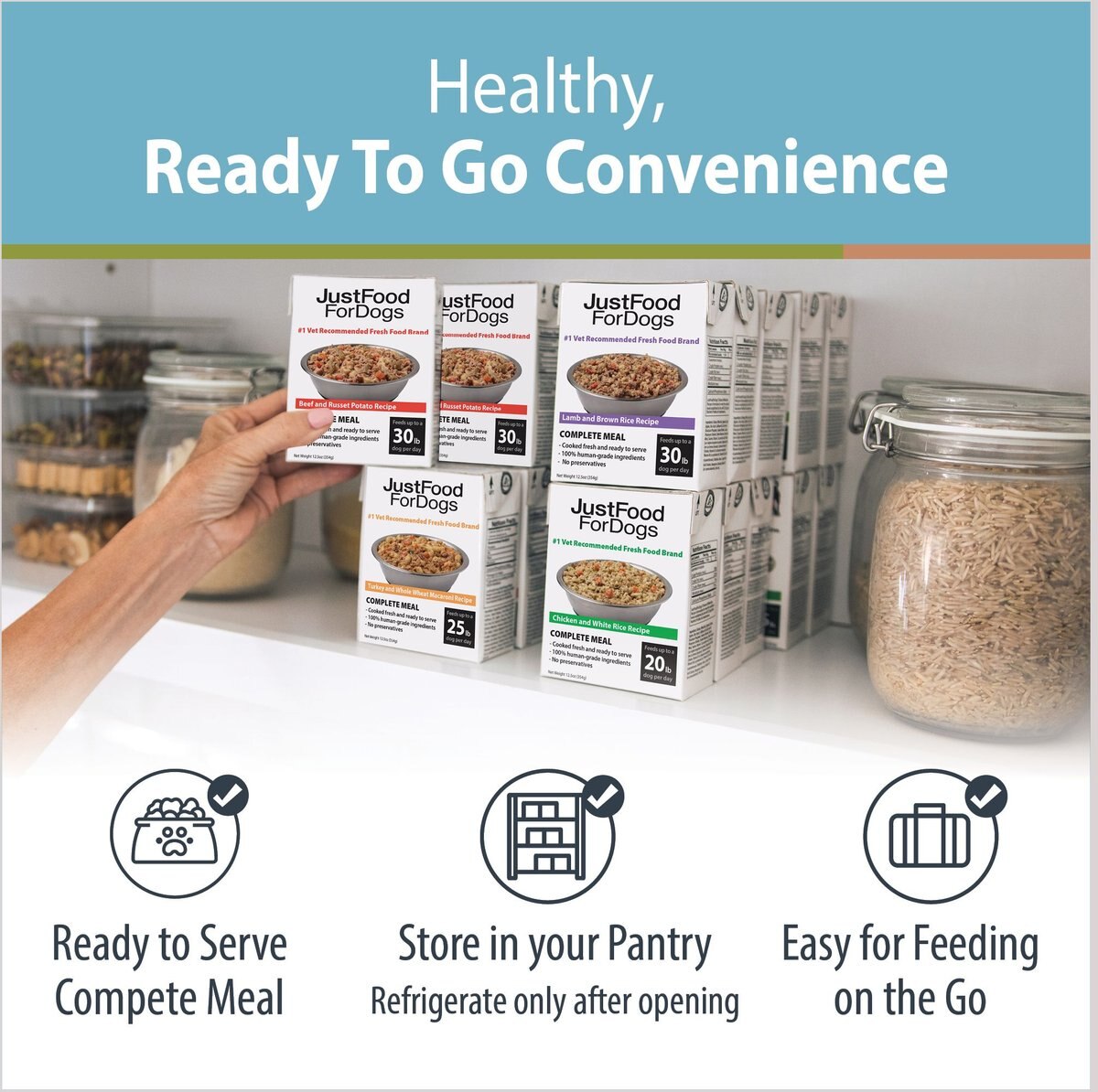 JUSTFOODFORDOGS Pantry Fresh Human-Grade Non-GMO Variety Pack Fresh Dog ...