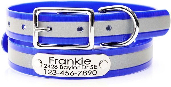 MIMI GREEN Waterproof Reflective with Riveted Name Plate Dog Collar ...