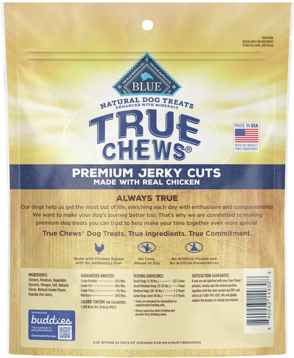 BLUE BUFFALO True Chews Premium Jerky Cuts Chicken Jerky Dog Treats, 12 ...