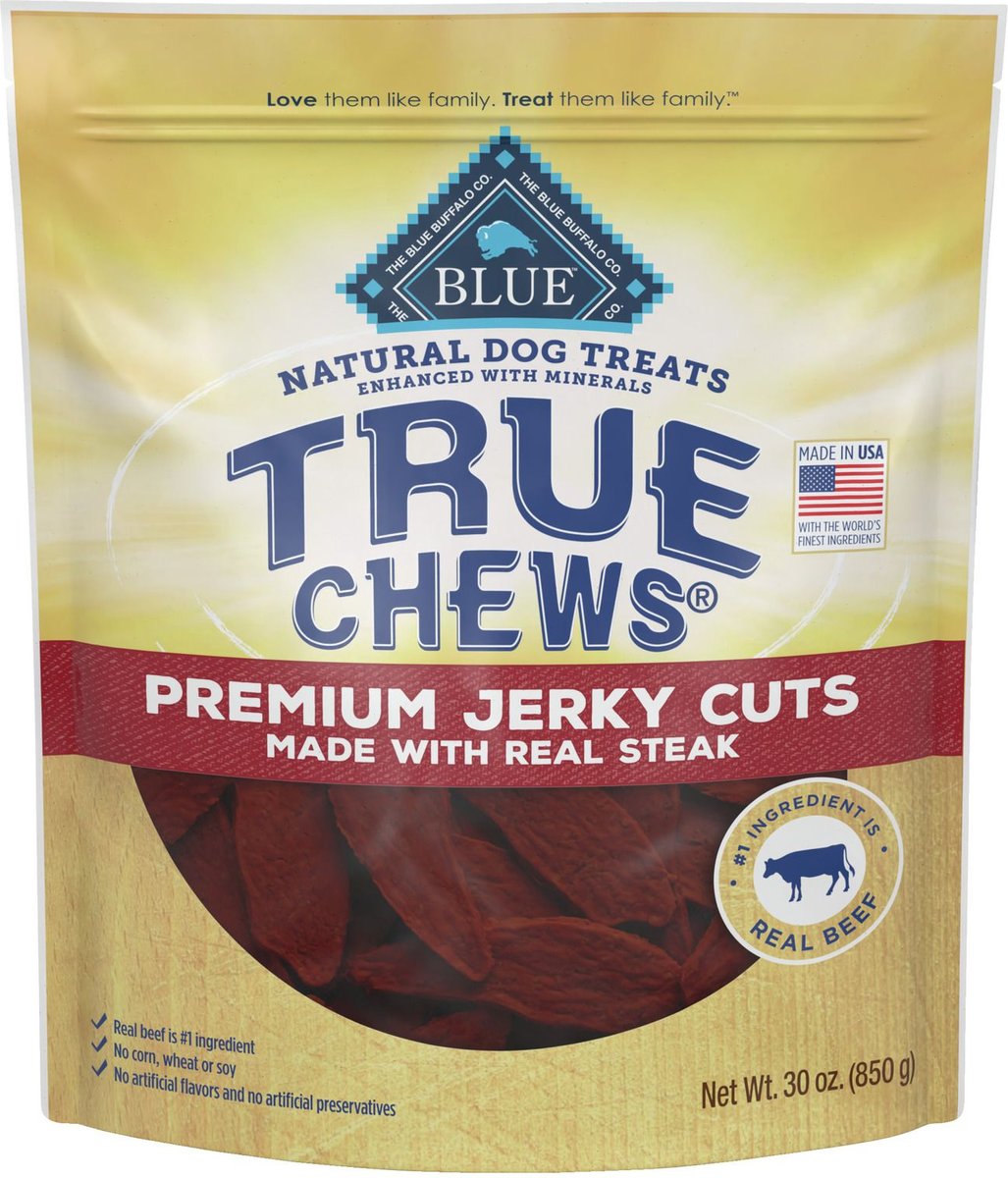 BLUE BUFFALO True Chews Premium Jerky Cuts Natural Steak Dog Treats, 30 ...