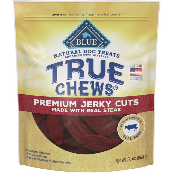 BLUE BUFFALO True Chews Premium Jerky Cuts Natural Steak Dog Treats, 30 ...