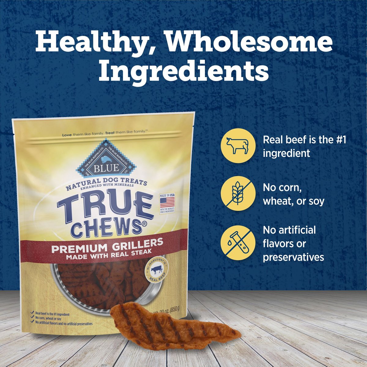 BLUE BUFFALO True Chews Premium Grillers with Real Steak Grain-Free Dog ...