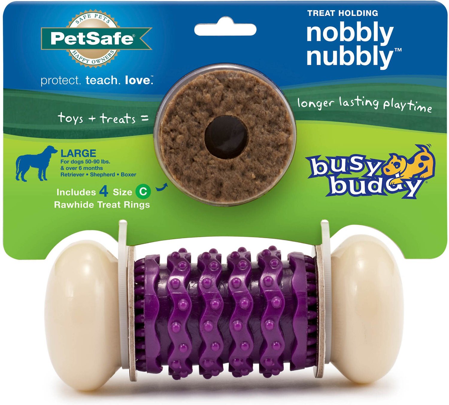PETSAFE Busy Buddy Nobbly Nubbly Treat Dispensing Tough Dog Chew Toy ...
