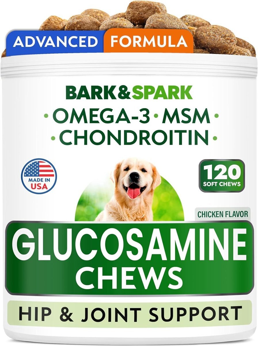 BARK&SPARK Glucosamine Chondroitin Hip & Joint with Omegas 3 & Fish Oil ...