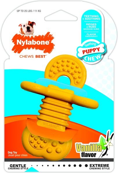 NYLABONE Puppy Rubber Teether Vanilla Yellow, Small - Chewy.com
