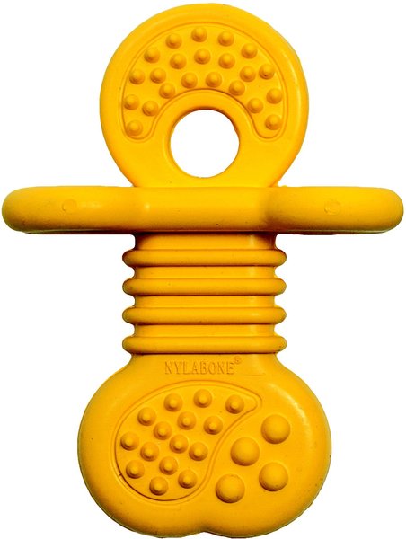 NYLABONE Puppy Rubber Teether Vanilla Yellow, Small - Chewy.com