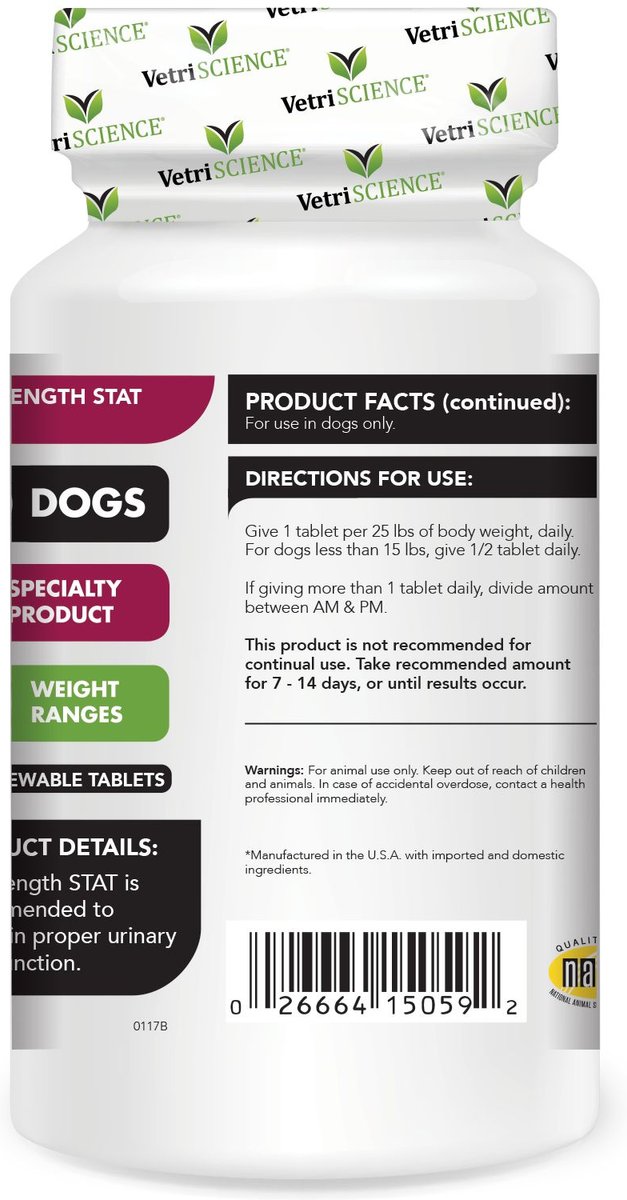 VETRISCIENCE UT Strength Stat Chewable Tablets Urinary Supplement for ...