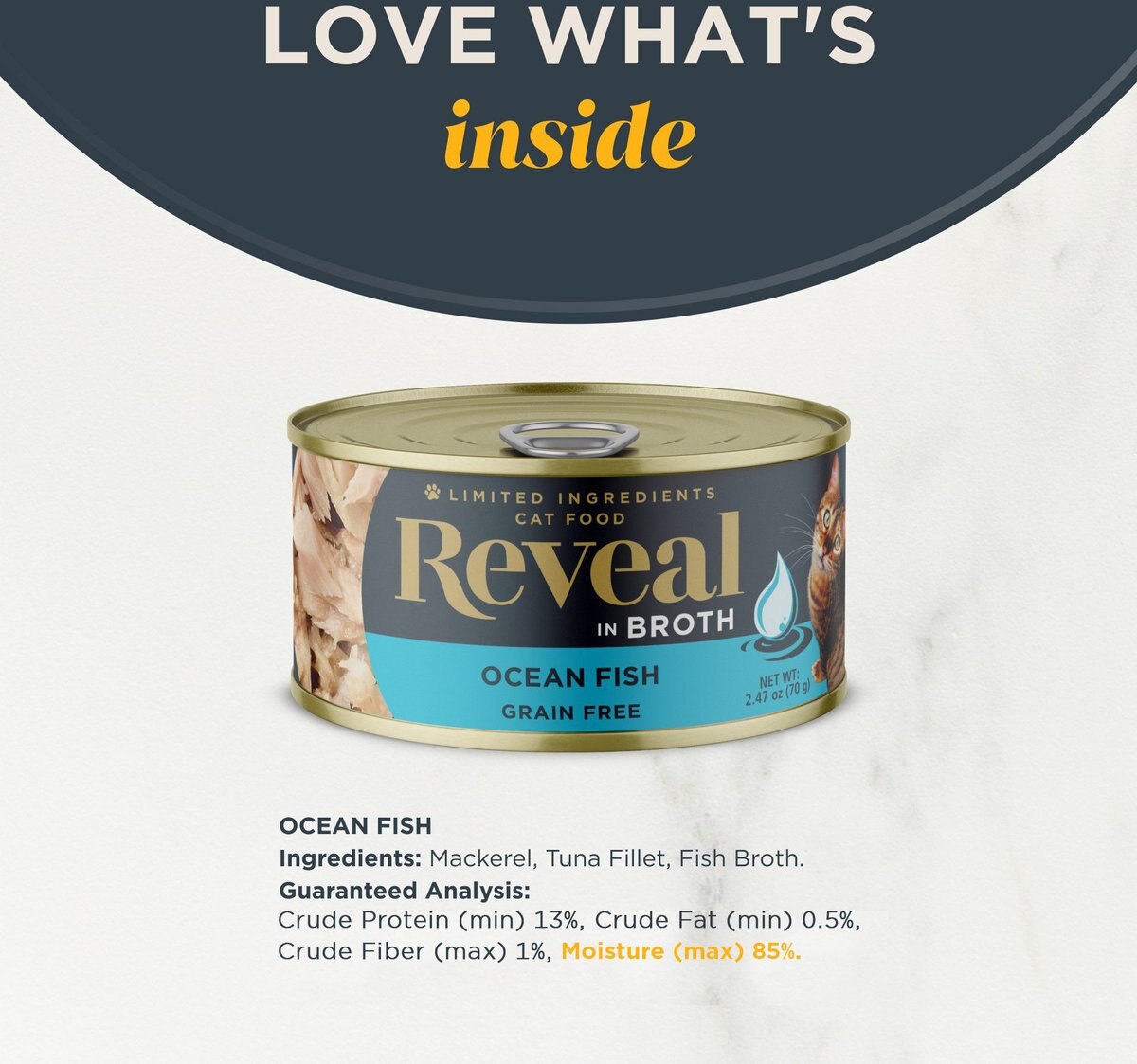REVEAL Natural Grain-Free Ocean Fish in Broth Flavored Wet Cat Food, 2. ...