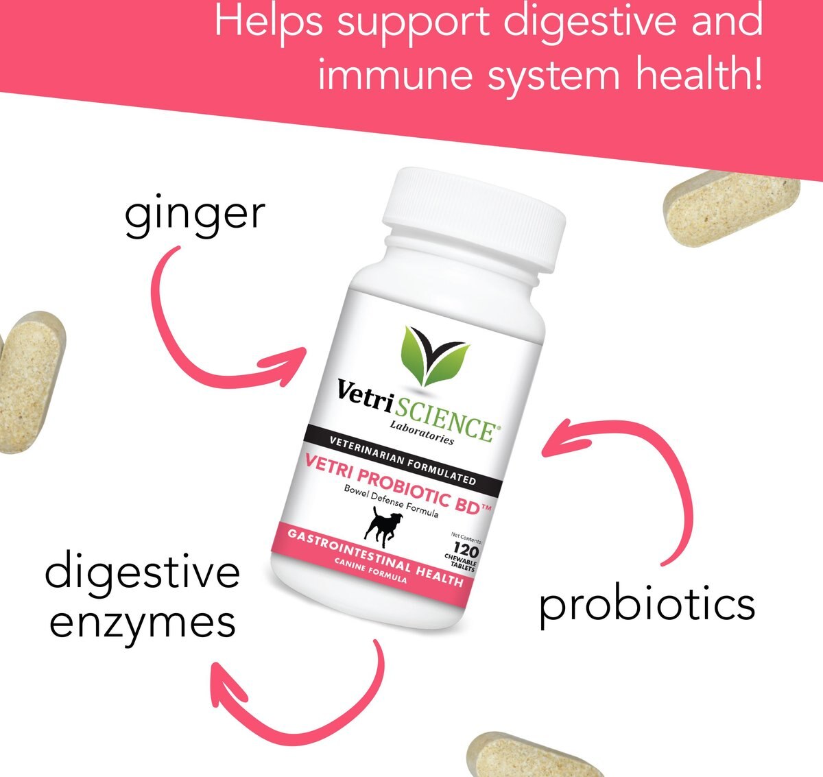 VETRISCIENCE Vetri Probiotic BD Chewable Tablets Digestive Supplement ...