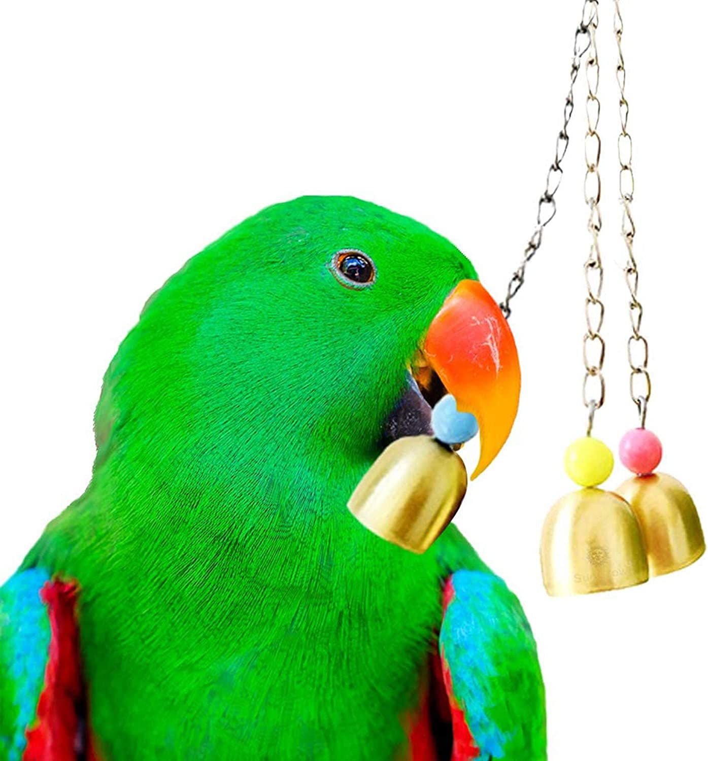 SUNGROW Parrot Hanging Ring Bell Bird Toys Cage Accesories, 3 count, 7. ...