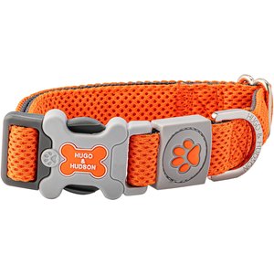 HUGO & HUDSON Checked Tweed Metal Buckle Dog Collar, Dark Green, Small ...