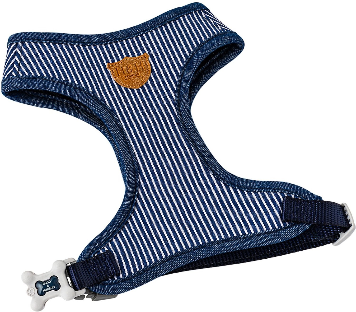 HUGO & HUDSON Stripe Tweed Dog Harness, Navy, Medium - Chewy.com
